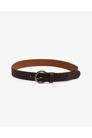 7 For All Mankind Croc Embossed Italian Leather Belt - Brown