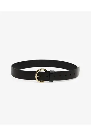 7 For All Mankind Italian Leather Belt With Round Buckle - Black