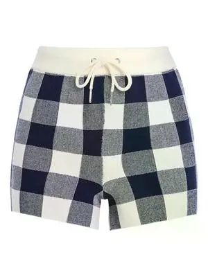 SEROYA Nello Gingham-check Drawstring Shorts