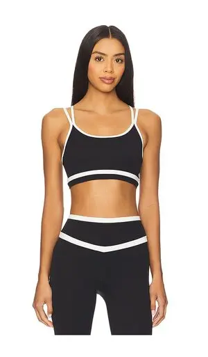 Splits59 Eva Rigor Double Strap Sports Bra In Black - Black & White