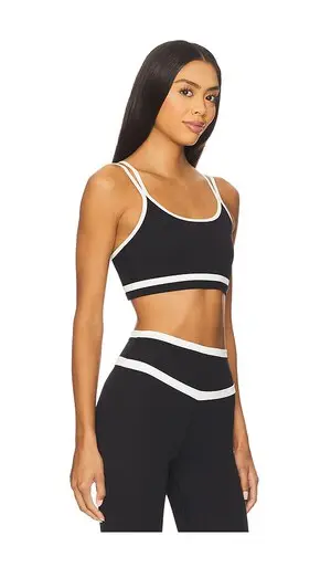 Splits59 Eva Rigor Double Strap Sports Bra In Black - Black & White
