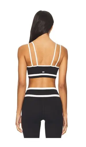 Splits59 Eva Rigor Double Strap Sports Bra In Black - Black & White
