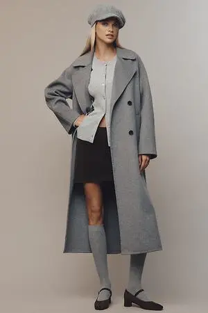 Anthropologie Double-Faced Wool Blend Coat Jacket Grey