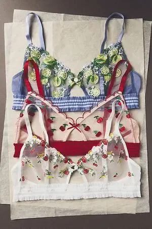 LYREBIRD Embroidered Bralette - Cherries