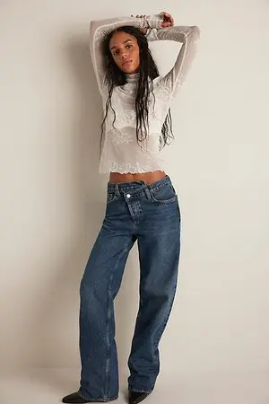 Free People Sheer Mesh Long Sleeve Top - Ivory