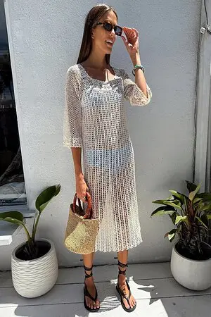MADLY VINTAGE 1970s Crochet Midi Dress