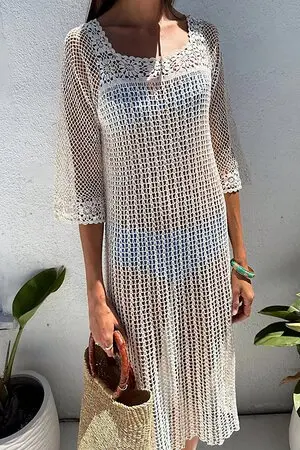 MADLY VINTAGE 1970s Crochet Midi Dress