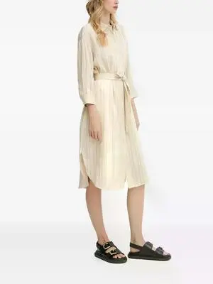 Armani Exchange Pinstripe Belted Shirt Dress - Neutrals