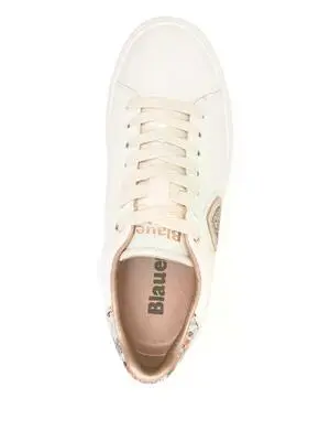 BLAUER. Snakeskin-detail Logo Sneakers - Neutrals