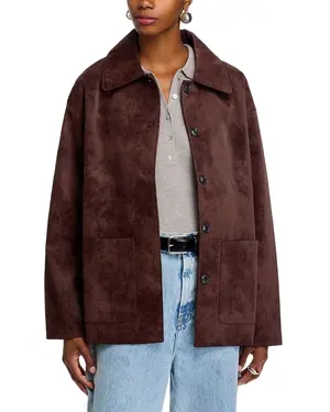 WAYF Rita Faux Suede Jacket - Espresso