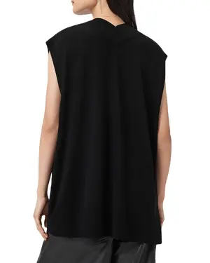 ALLSAINTS Bern Side Snap Top - Black
