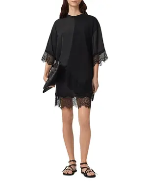 ALLSAINTS Lenny Lace Trim Tee - Black