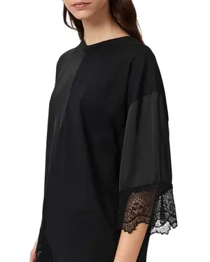 ALLSAINTS Lenny Lace Trim Tee - Black