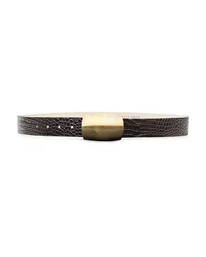 L'Agence L'AGENCE Milou Croc-Embossed Belt Chocolate