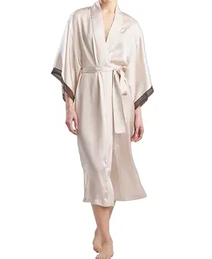 Natori Ashley Icon Robe With Lace - Ecru