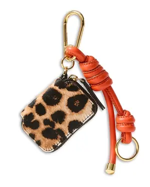 Veronica Beard Leopard Print Zip Pouch Bag Charm - Dark Acorn