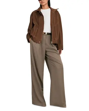 REISS Kiara Suede Jacket - Tan