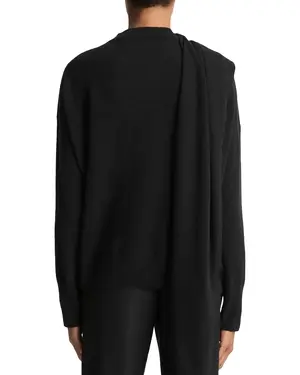 Vince Wool And Cashmere Draped Sweater - Black