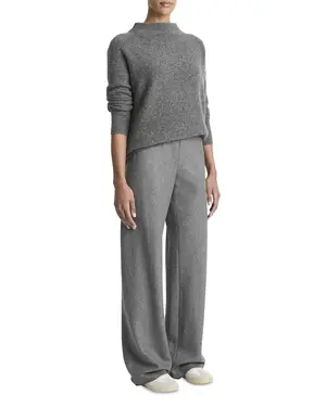 Vince High Rise Wool Blend Pants - Medium Heather Grey