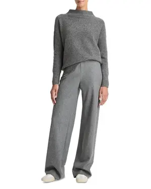 Vince High Rise Wool Blend Pants - Medium Heather Grey