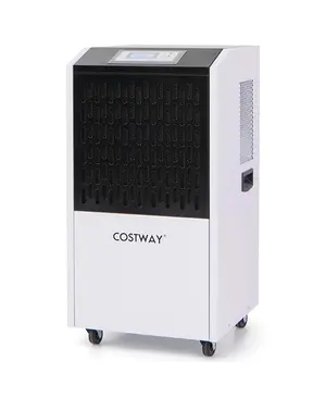 COSTWAY 250 Pints Commercial Dehumidifier Industrial Heavy Duty Dehumidifier With Drain Hose - White