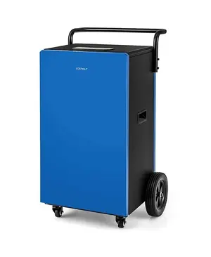 COSTWAY 215 Pints Commercial Dehumidifier With Drain Hose 24h Timer Portable Handle - Blue