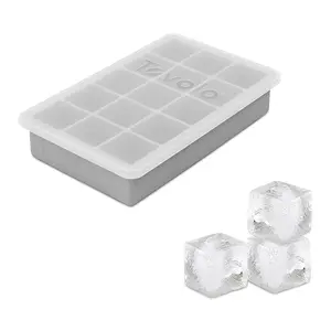 TOVOLO Perfect Cube Ice Tray With Lid - Oyster Gray