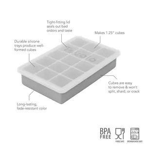 TOVOLO Perfect Cube Ice Tray With Lid - Oyster Gray