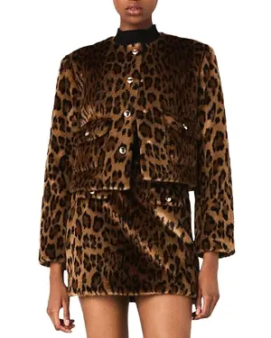 Maje Leopard Faux Fur Jacket - Big Leopard Print