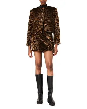 Maje Leopard Faux Fur Jacket - Big Leopard Print
