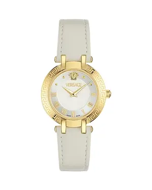 Versace Antlia Leather Watch 34mm - Gold