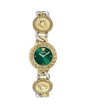 Versace La Greca Stud Icon Two Tone Watch - Green/two Tone