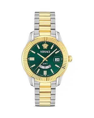 Versace Apodis Gmt Watch, 41mm - Green/two Tone