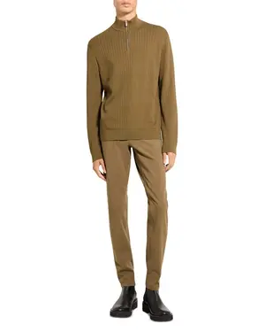 Theory Quarter Zip Cotton Sweater - Duffle