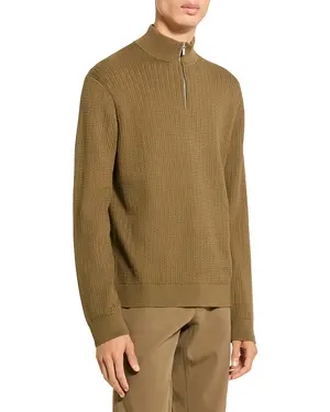 Theory Quarter Zip Cotton Sweater - Duffle