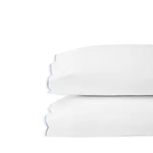 SFERRA Limana Scalloped Standard Pillowcase, Pair - White/sea