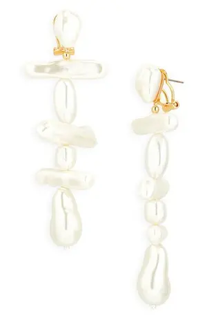 Lele Sadoughi Grand Estate Linear Drop Earrings - Pearl