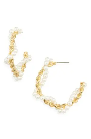 Lele Sadoughi Faux Twisted Hoop Earrings - Pearl