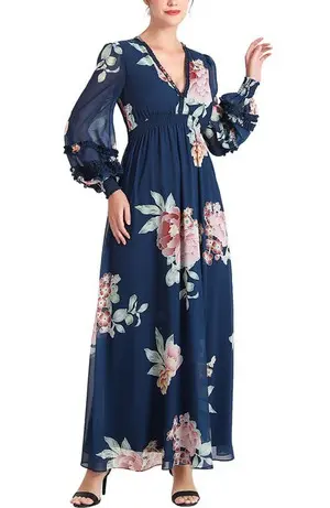 KIMI + KAI Adell Maternity Maxi Chiffon Dress