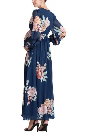 KIMI + KAI Adell Maternity Maxi Chiffon Dress