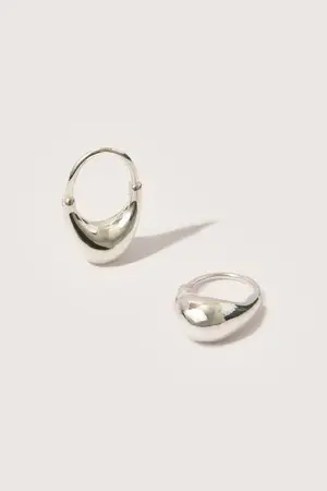 OTIUMBERG Sterling Silver Drop Hoop Earrings Silver