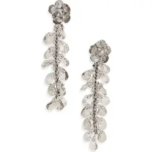 Deepa Gurnani Felice Beaded Flower Drop Earrings - Gunmetal