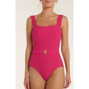 HERMOZA Belted Marisa One-piece Swimsuit - Teaberry