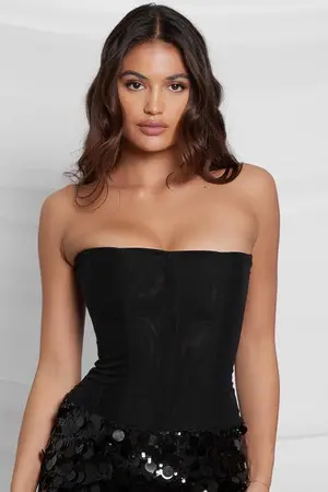 LEAU Muse Mesh Corset Top - Black