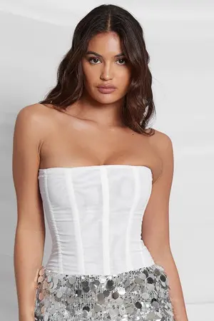 LEAU Muse Mesh Corset Top - White