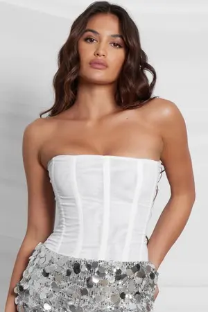 LEAU Muse Mesh Corset Top - White