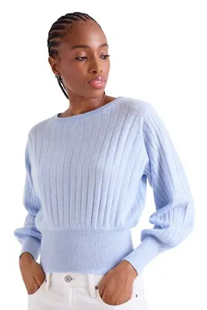 1982 Rosa Ribbed 100% Cashmere Sweater - Azure