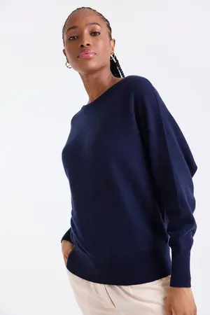1982 Alaia Long Sleeve Cashmere Sweater - Navy