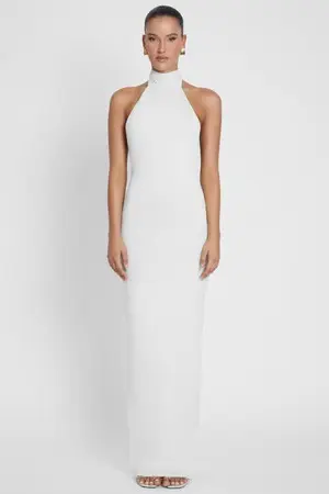 LEAU Alaïa Drape Maxi Dress - White