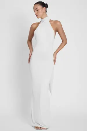 LEAU Alaïa Drape Maxi Dress - White